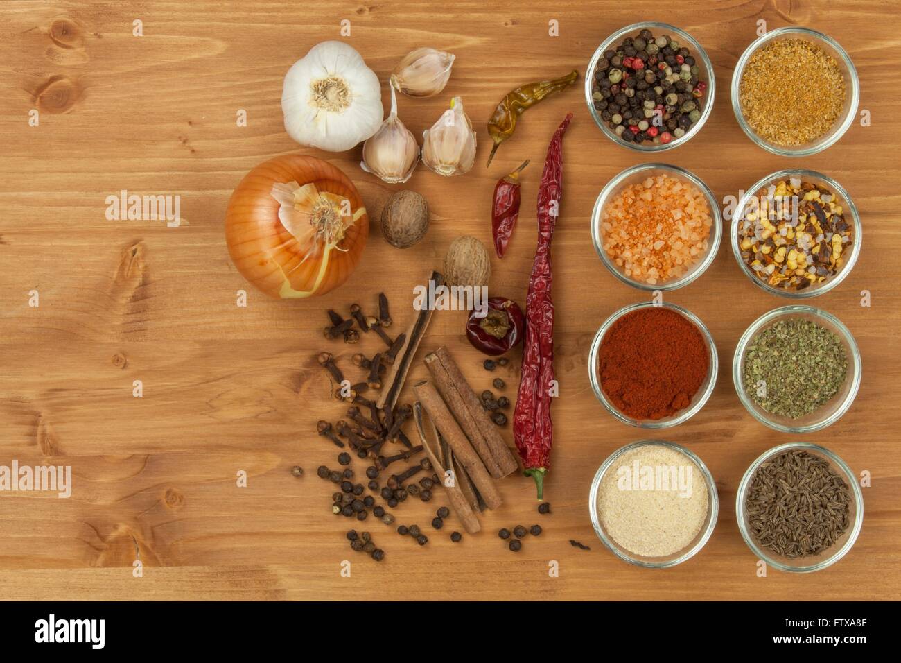 The joy of cooking, preparation of spices. Various kinds of spices ...