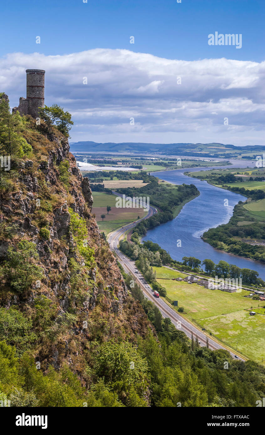 Kinnoull Hill and castle with the river Tay. Perthshire Scotland Stock ...
