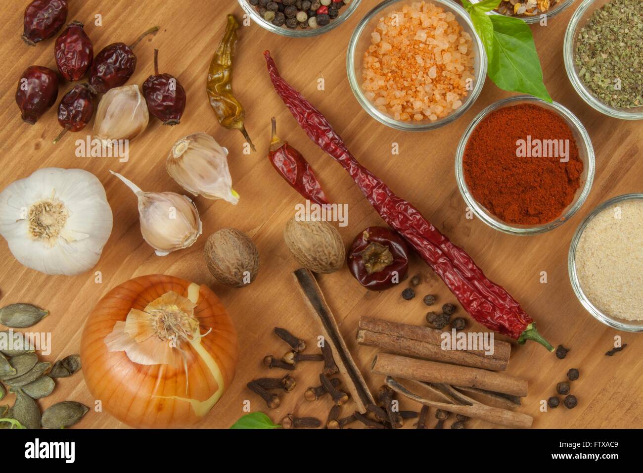 The joy of cooking, preparation of spices. Various kinds of spices ...