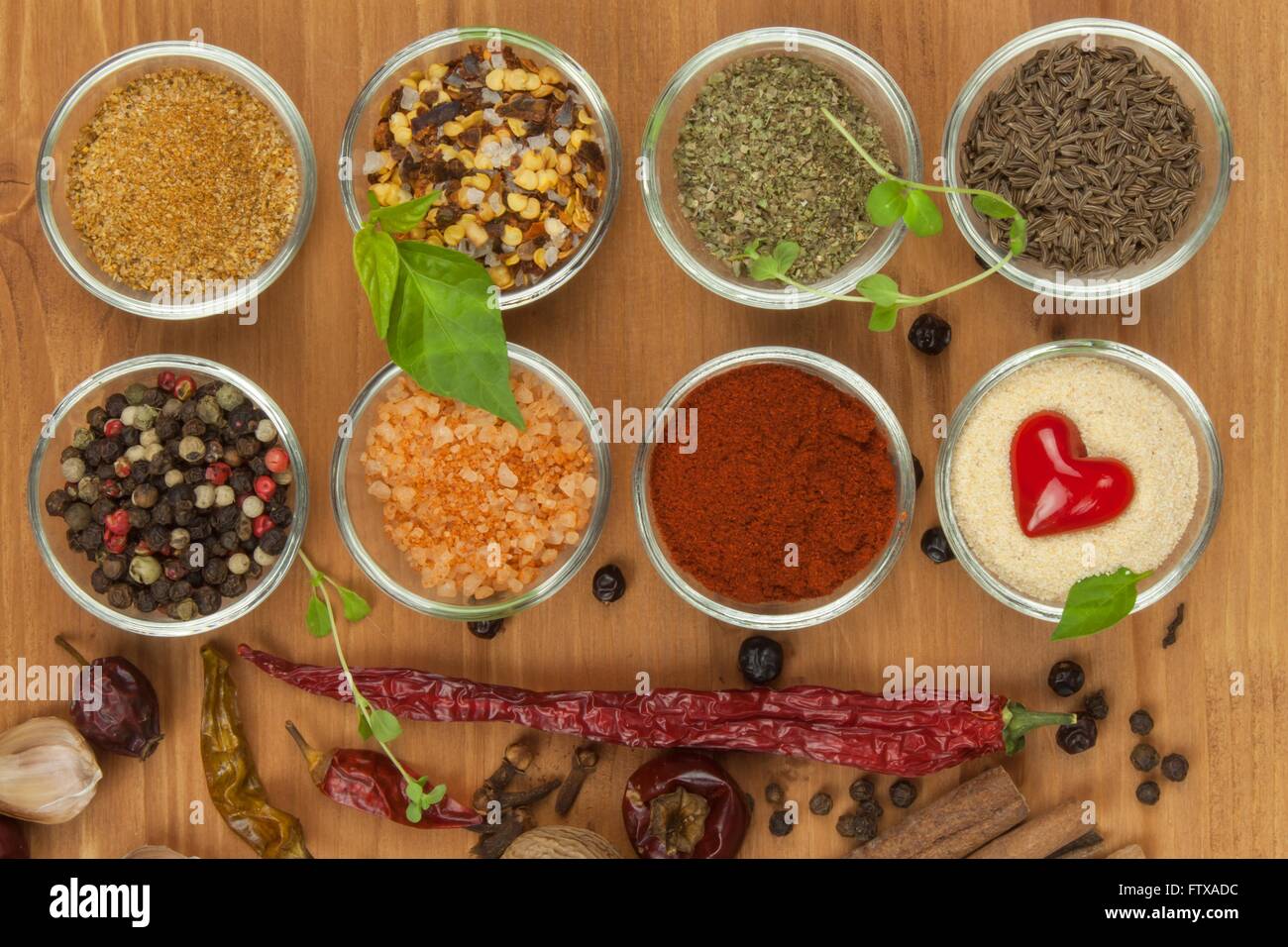 The joy of cooking, preparation of spices. Various kinds of spices ...
