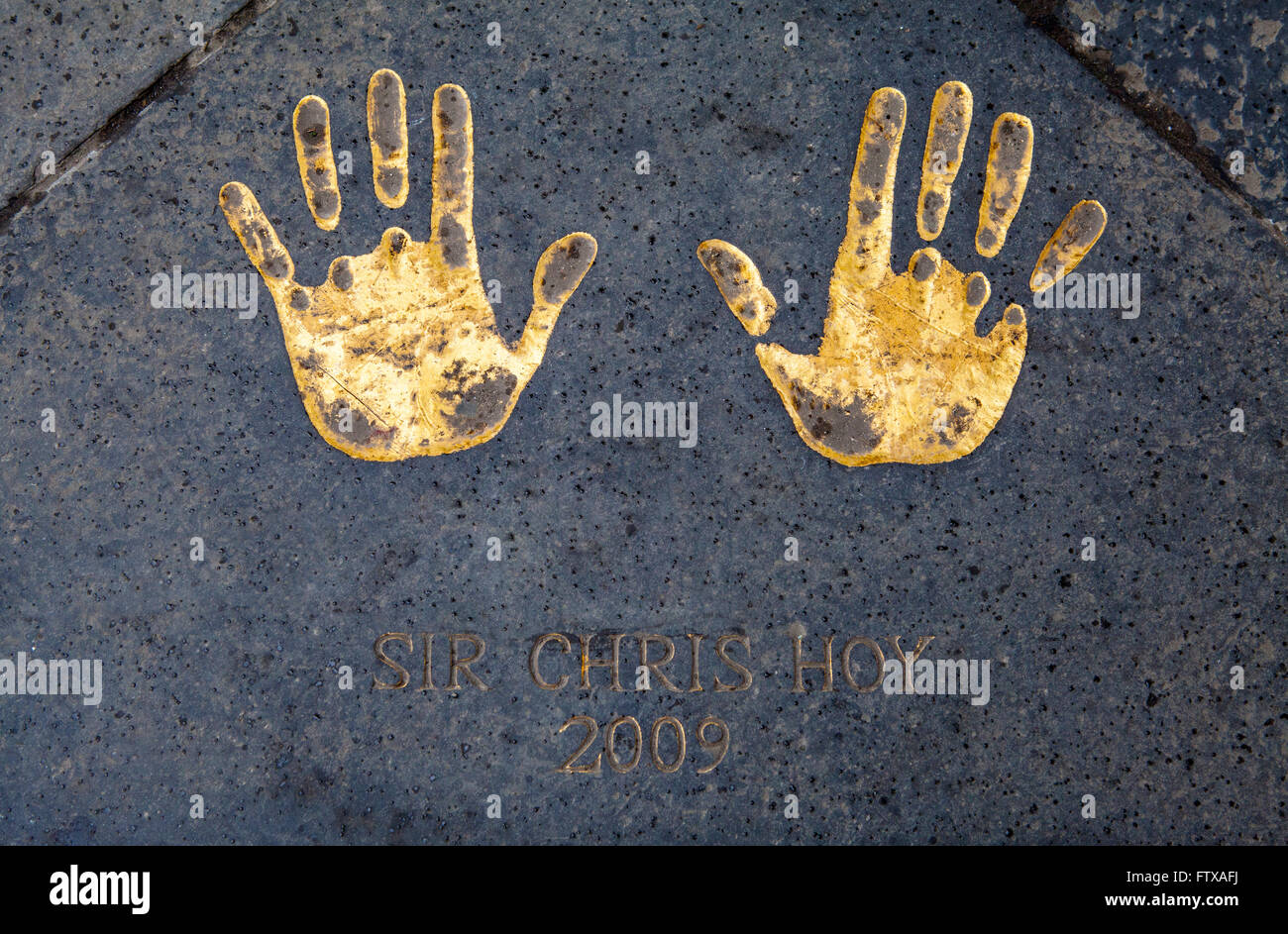 The hand-print of famous Olympian and Scottish legend Sir Chris Hoy at ...