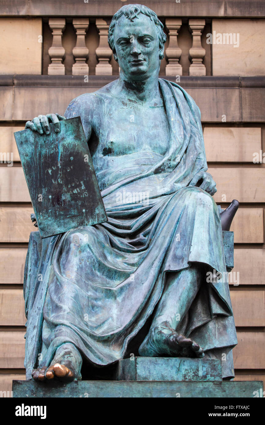A statue of famous Scottish philosopher David Hume situated along the ...