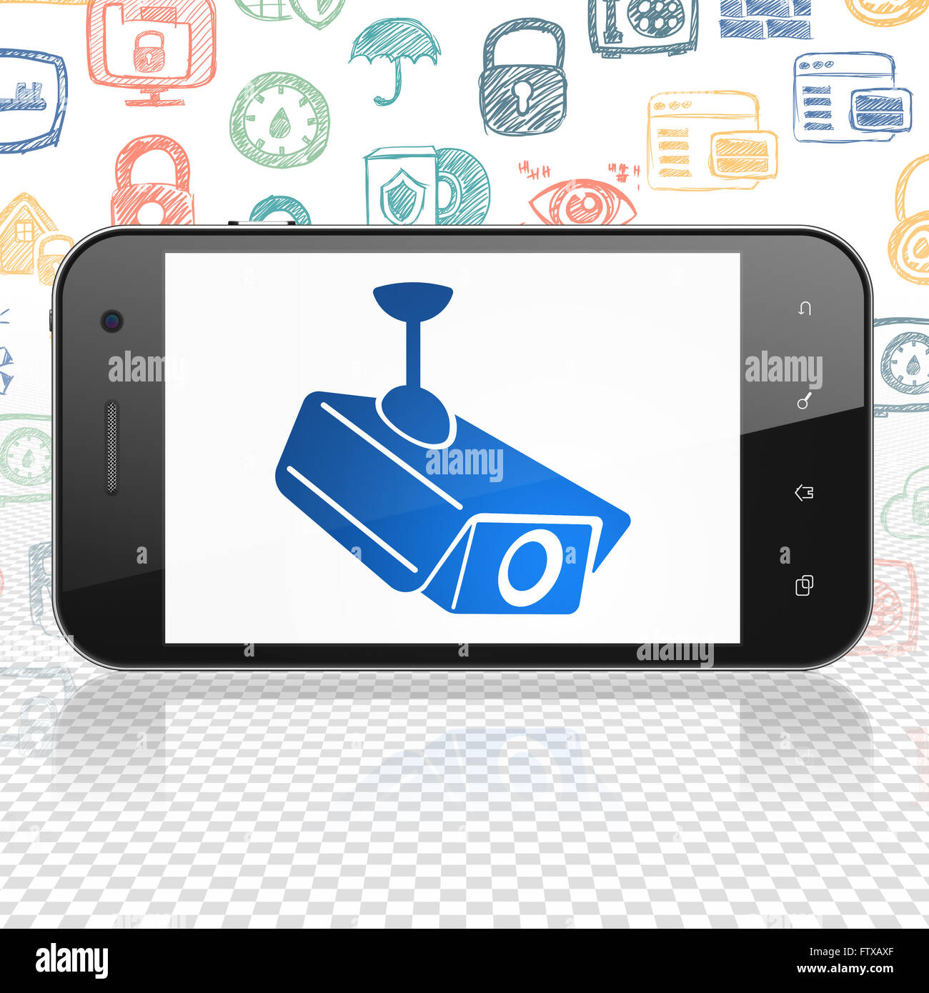 Security concept: Smartphone with Cctv Camera on display Stock Photo ...