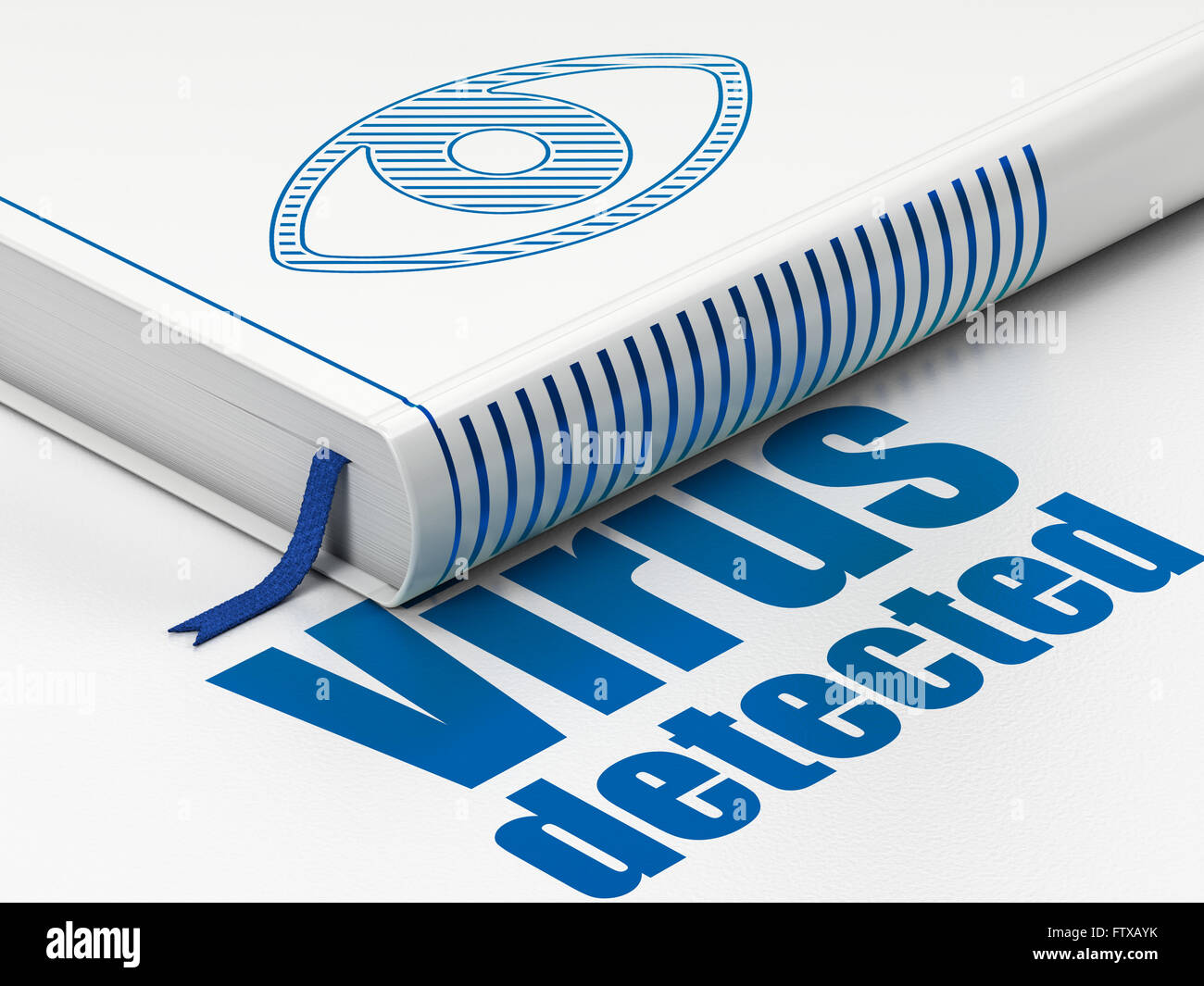 Safety concept: book Eye, Virus Detected on white background Stock ...