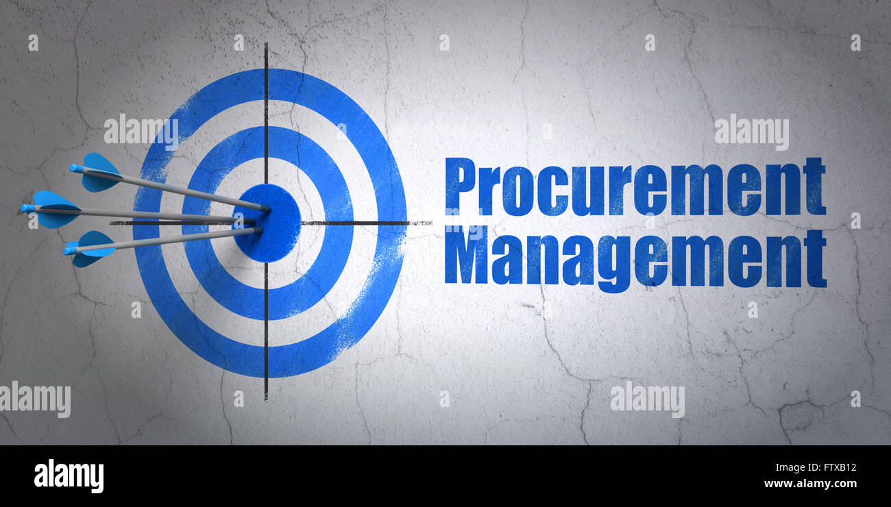 Finance concept: target and Procurement Management on wall background ...