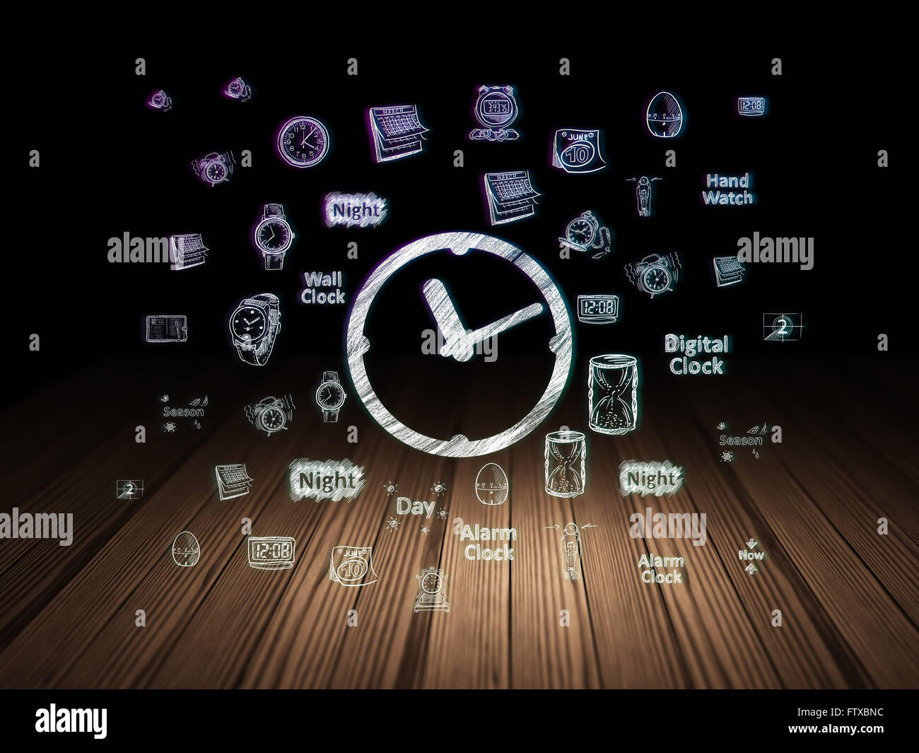 Time concept: Clock in grunge dark room Stock Photo - Alamy