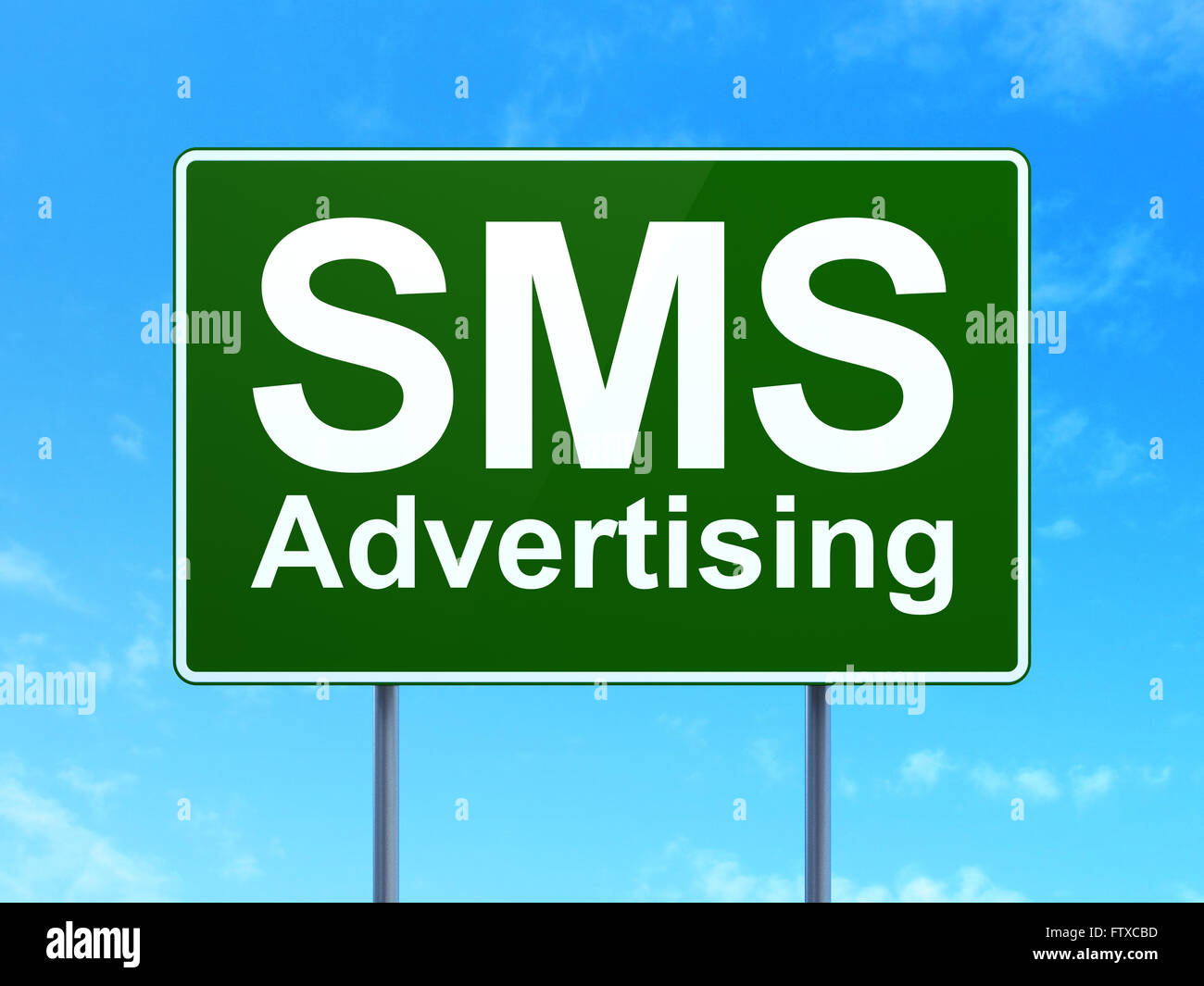 Advertising concept: SMS Advertising on road sign background Stock ...
