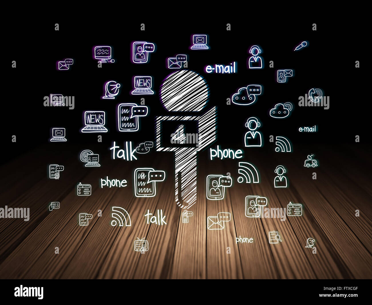 News concept: Microphone in grunge dark room Stock Photo - Alamy