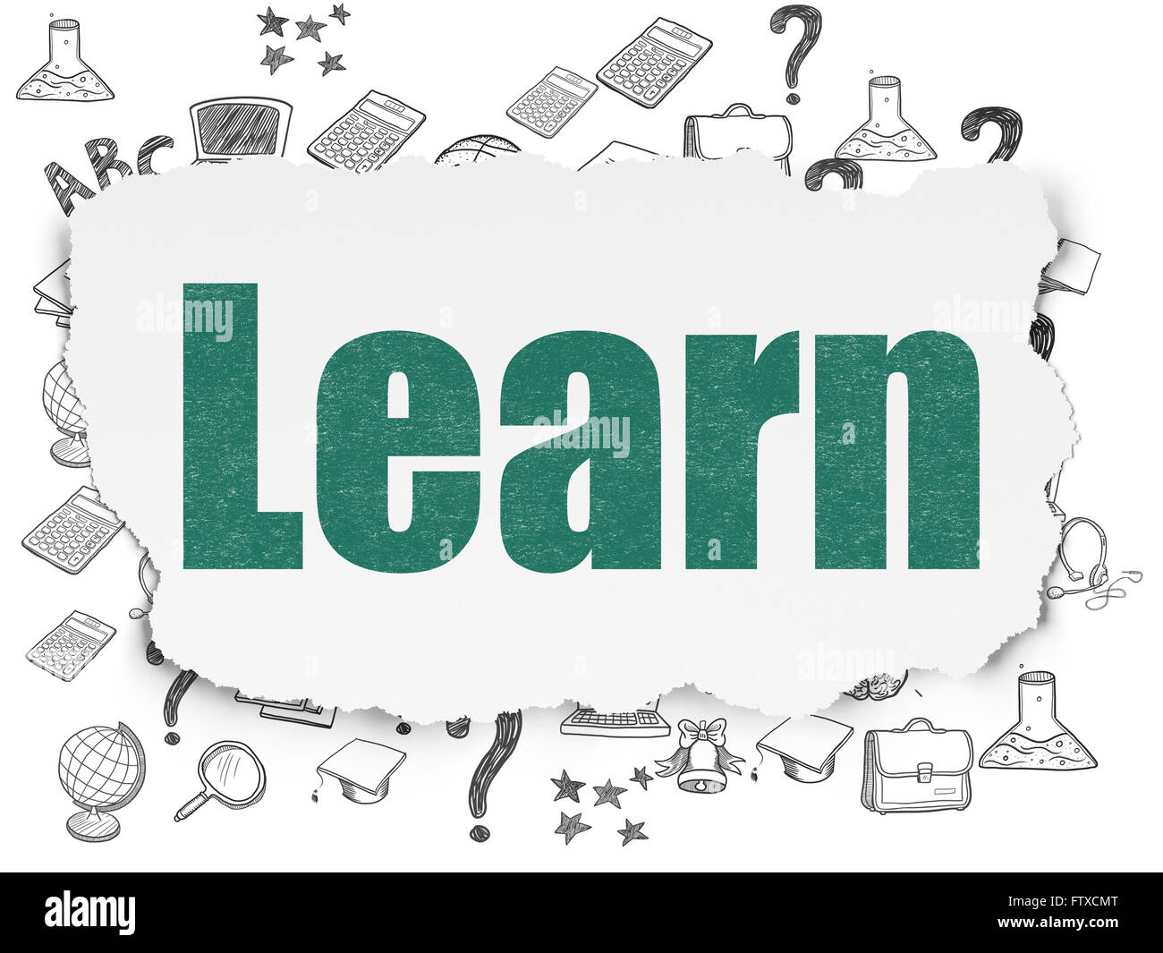 Learning concept: Learn on Torn Paper background Stock Photo - Alamy