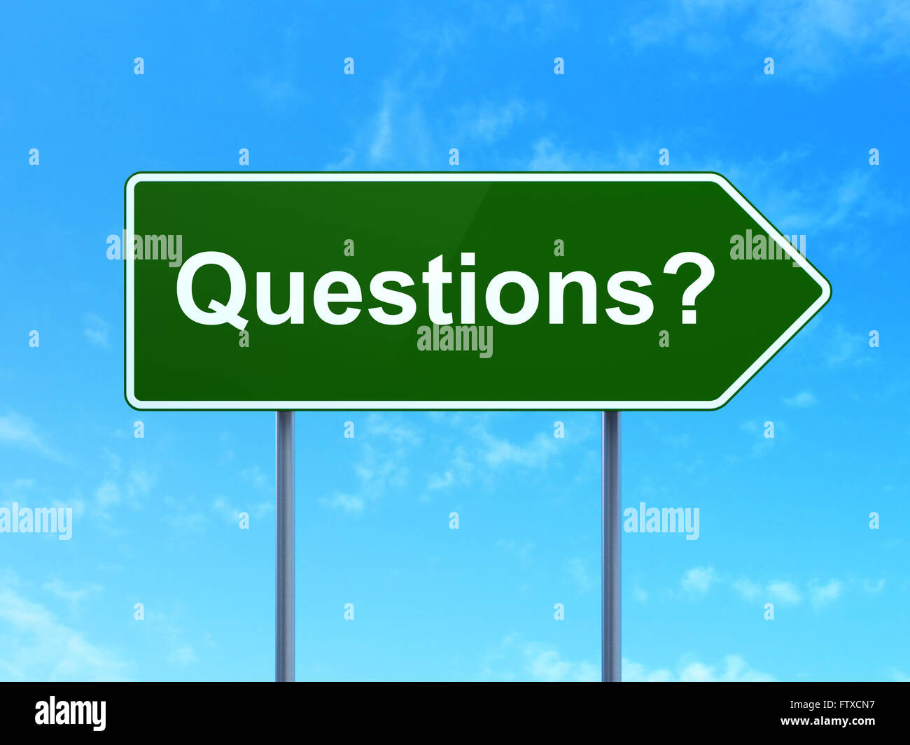 Studying concept: Questions? on road sign background Stock Photo - Alamy