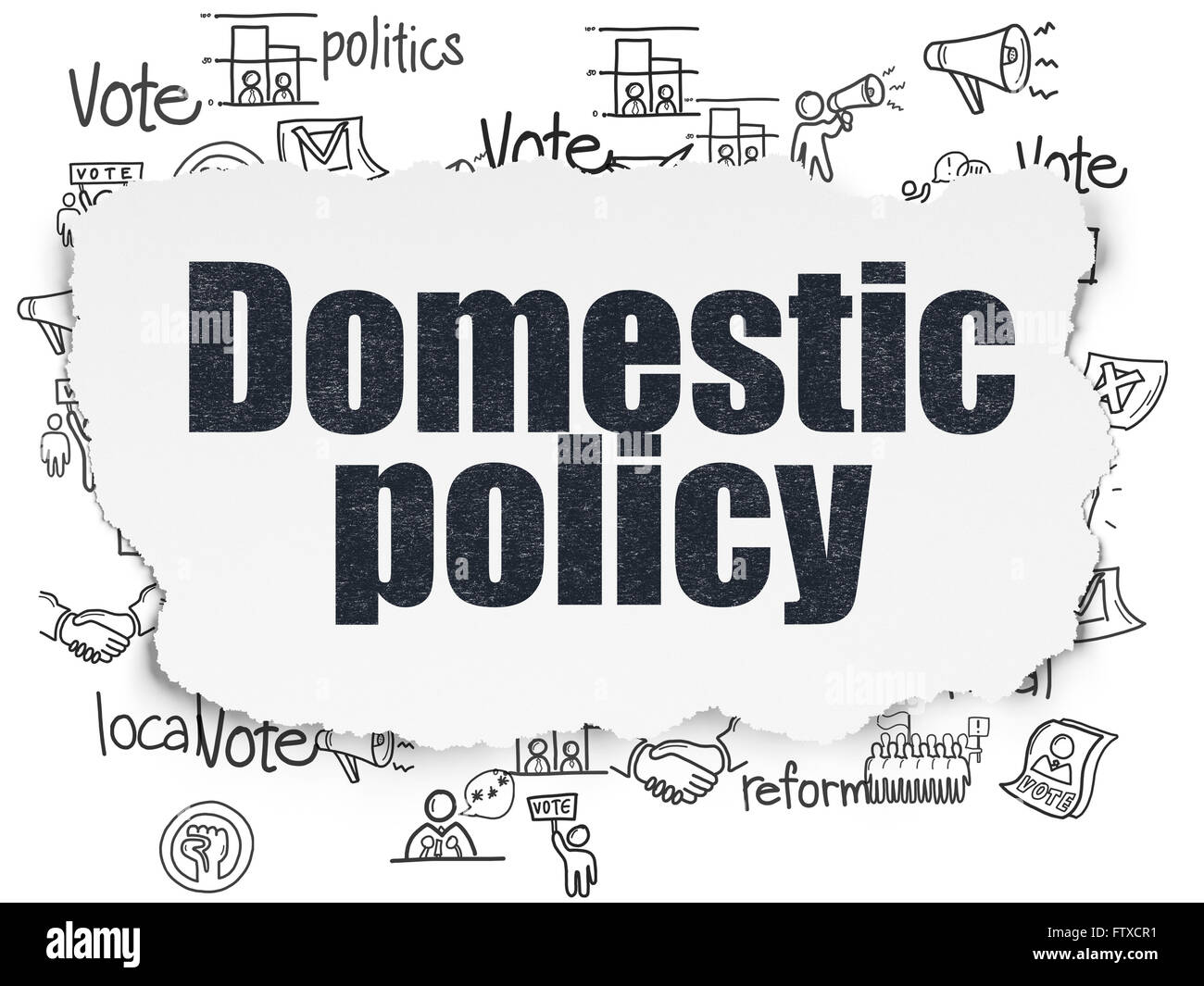 Politics concept: Domestic Policy on Torn Paper background Stock Photo ...
