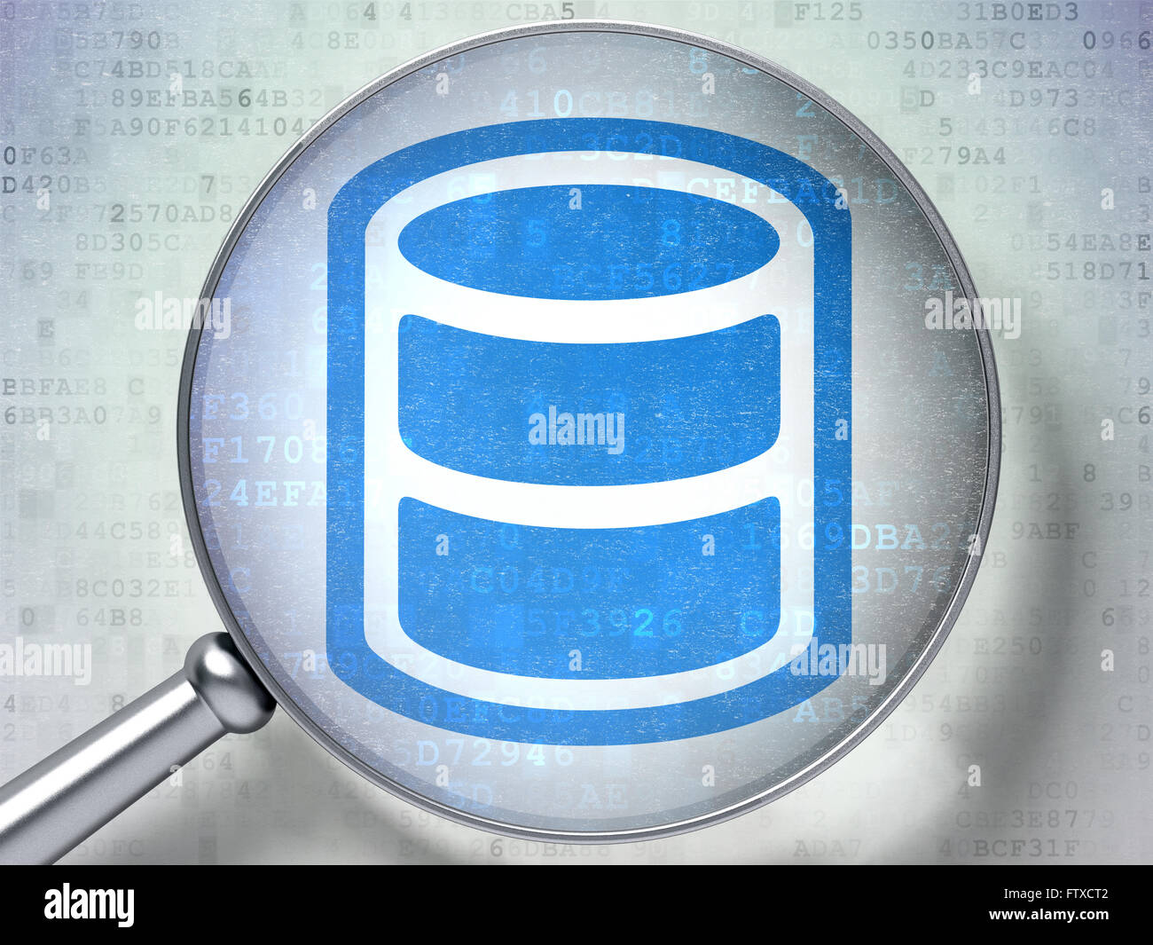 Database concept: Database with optical glass on digital background ...