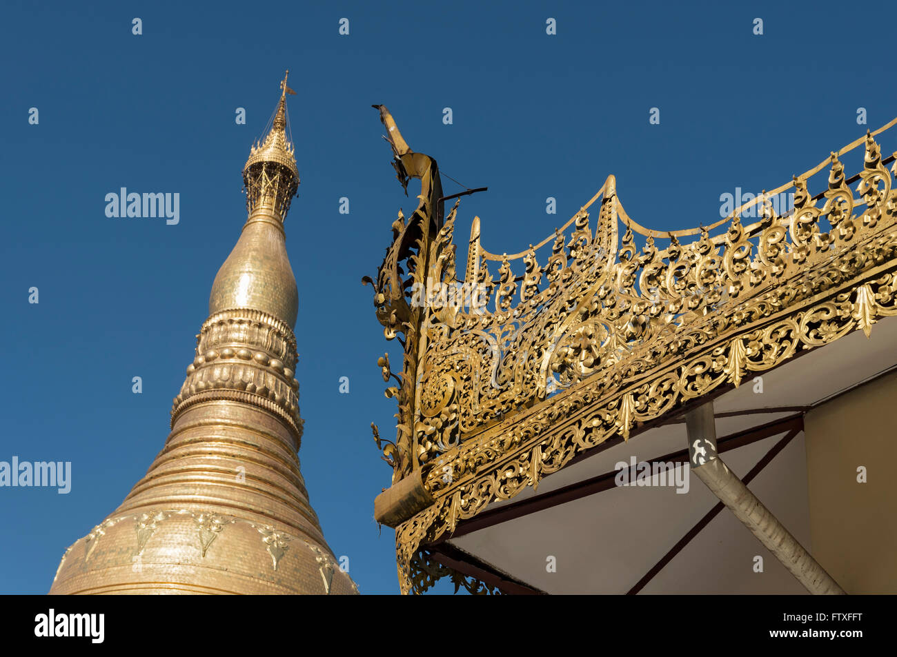 Architectural detail, Shwedagon Pagoda, Yangon (Rangoon), Myanmar ...