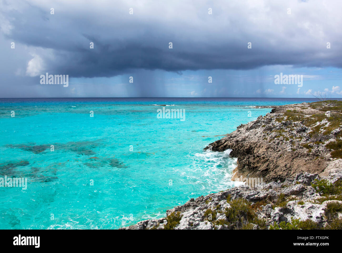 Rainy day in Half Moon Cay island (The Bahamas Stock Photo - Alamy