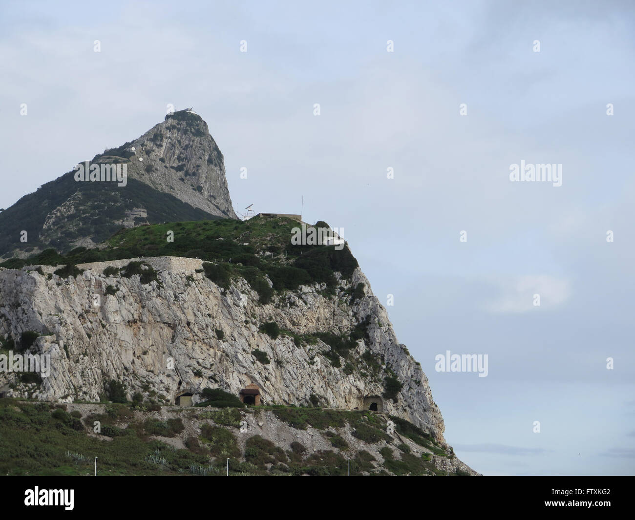 Rock of Gibraltar, top of the Mount Calpe in the Gibraltar Strait ...