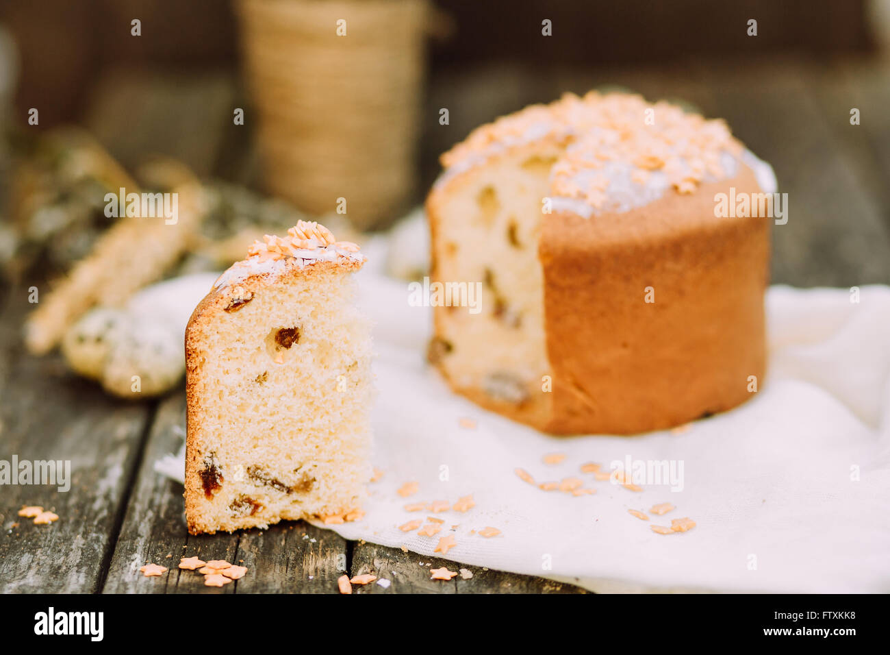 Tasty Easter rustic dinner background Stock Photo - Alamy