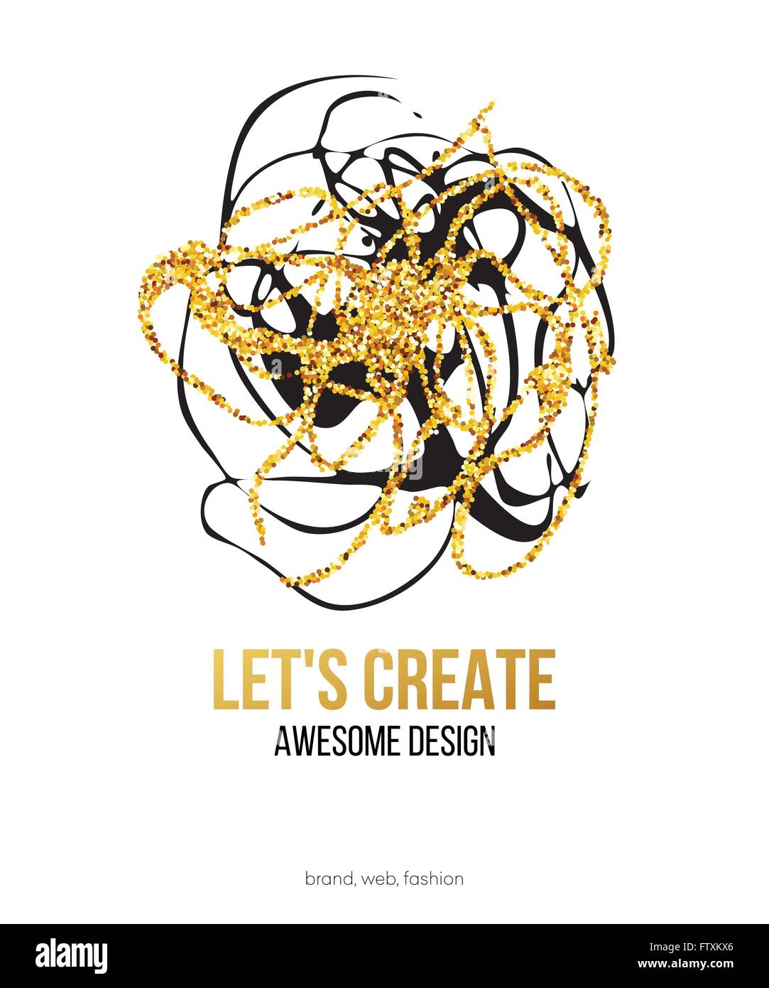 Golden hand-drawn design elements. Vector templates for posters, flyers ...