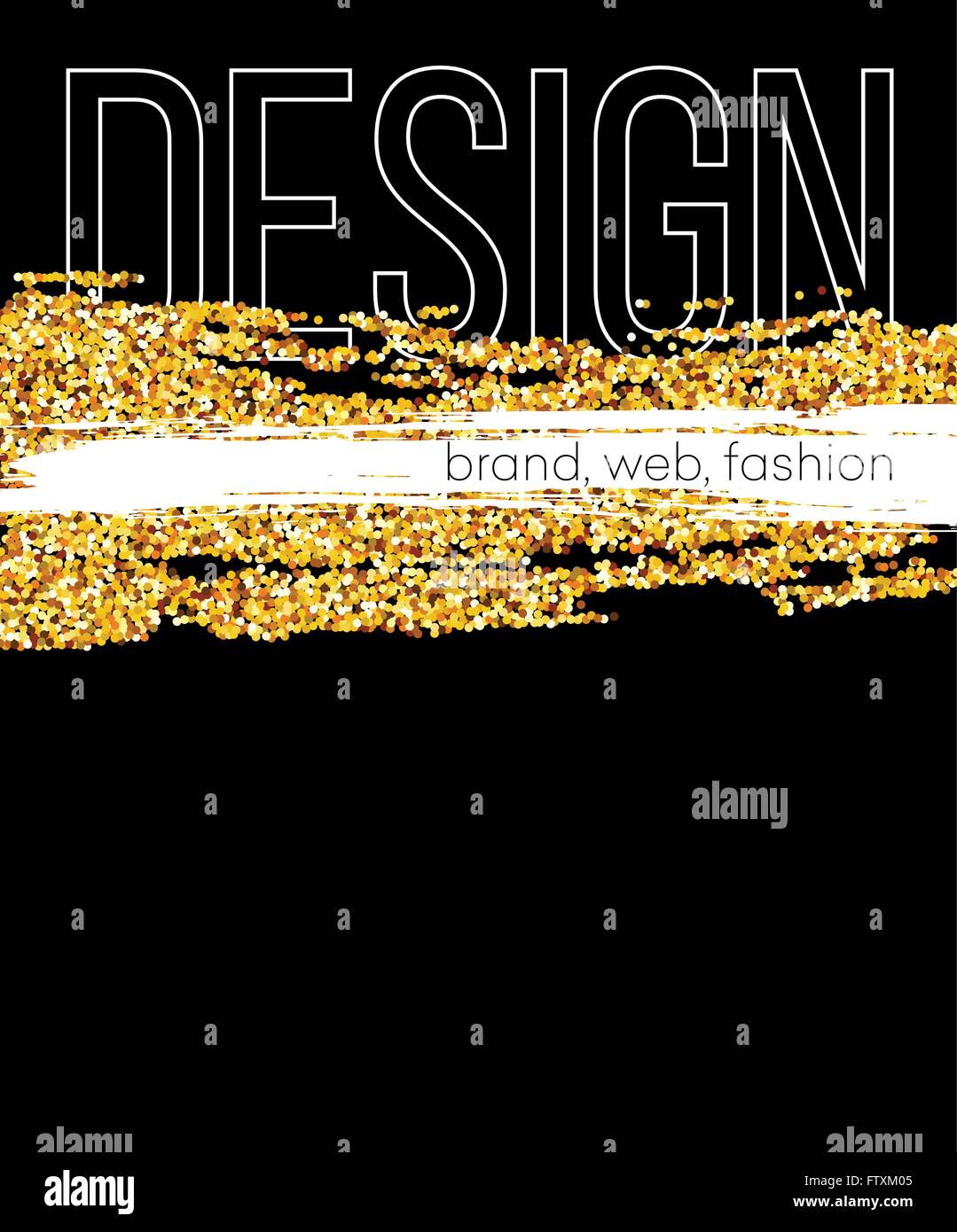 Golden hand-drawn design elements. Vector templates for posters, flyers ...