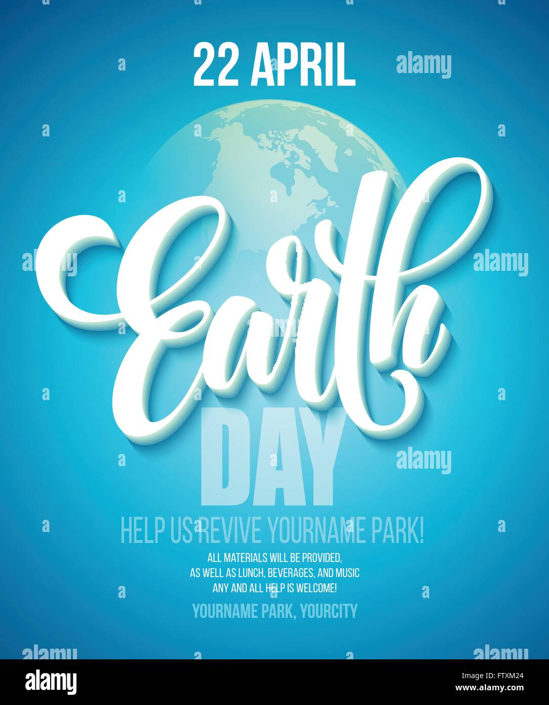 Earth Day poster. Vector illustration with the Earth day lettering ...