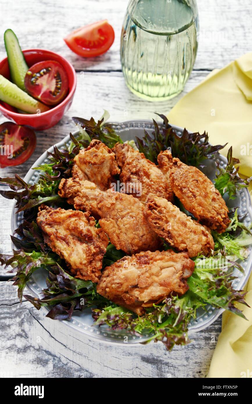 Plate of Fried chicken wings Stock Photo - Alamy
