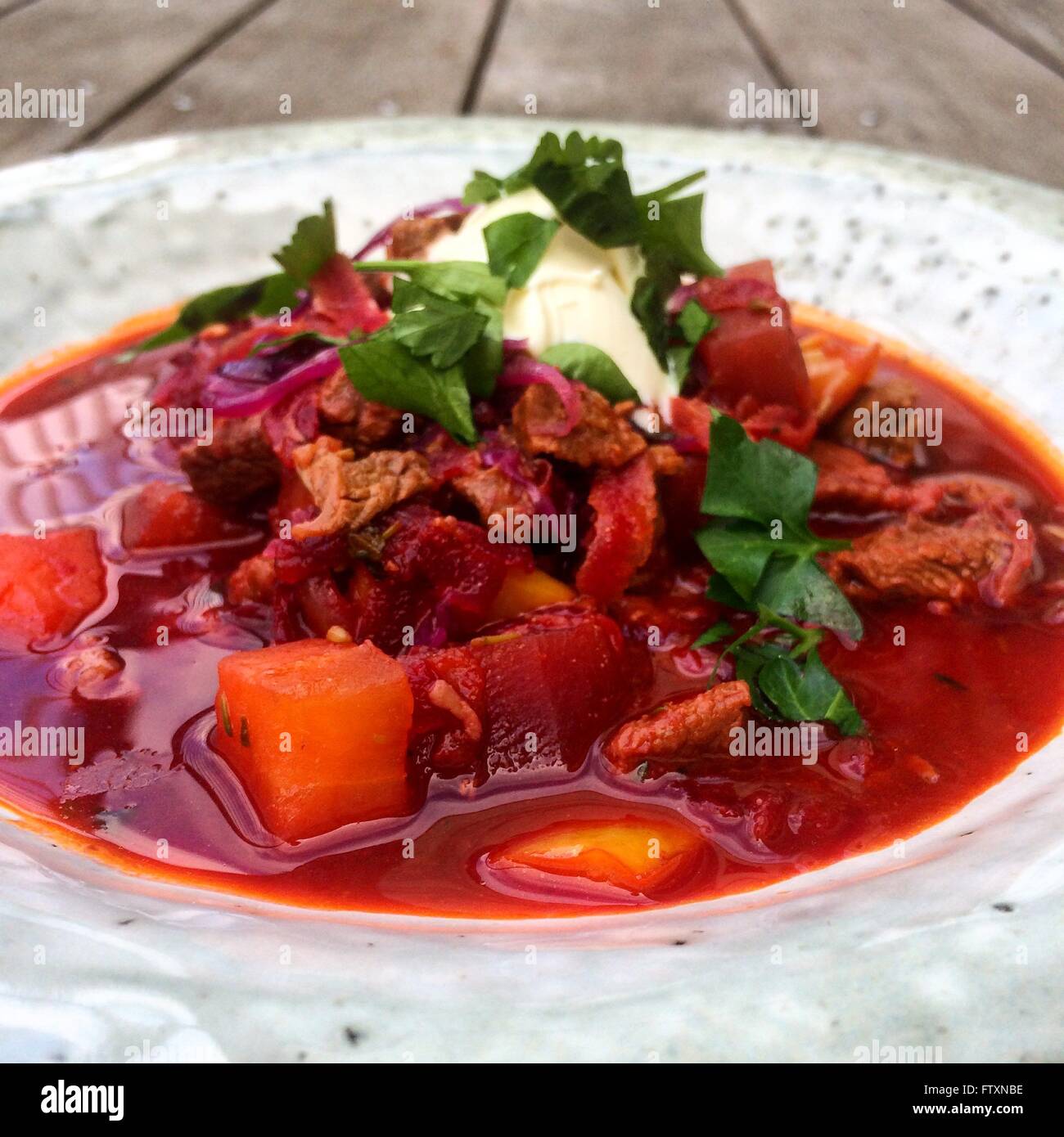 Bowl of Borscht soup Stock Photo - Alamy