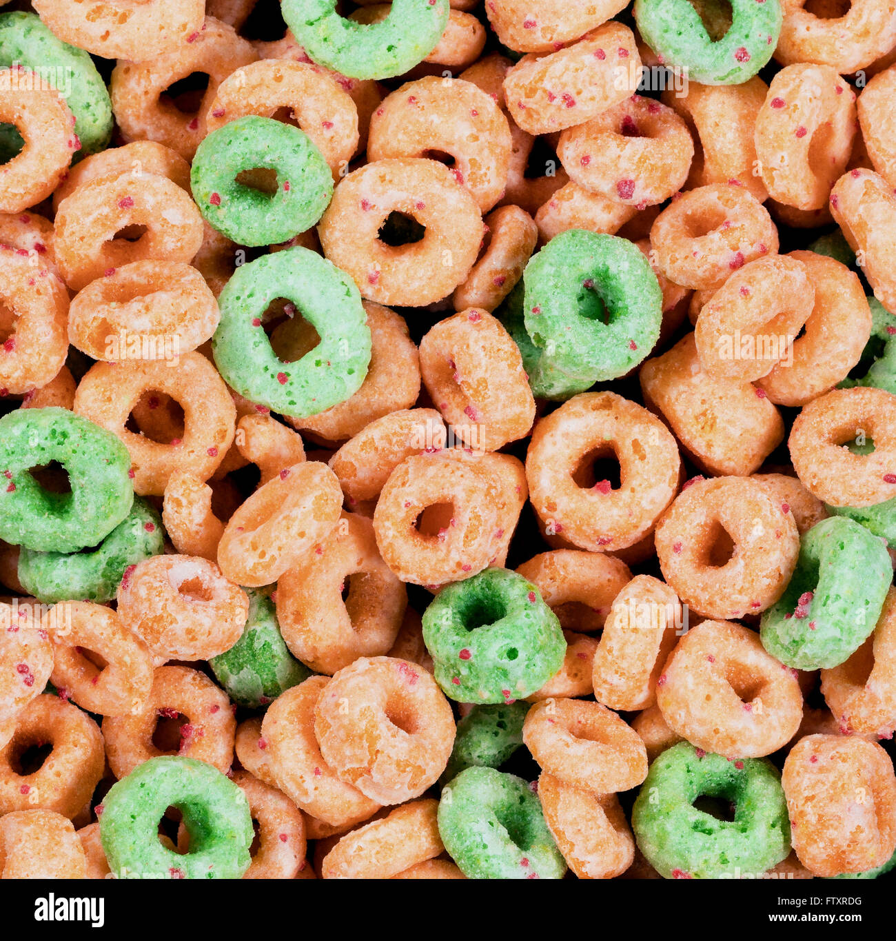 Colorful round shaped cereal in filled frame format Stock Photo - Alamy