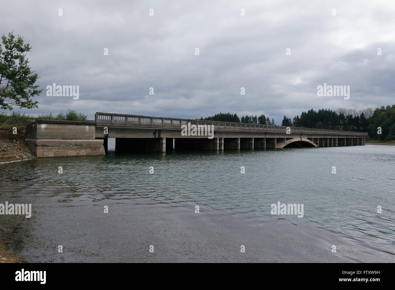 Unfinished highway bridges at the water reservoir Svihov Stock Photo ...