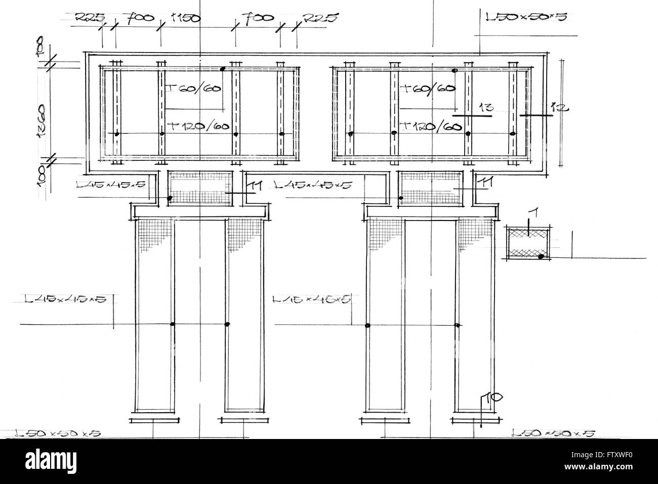 Construction engineering planning structure Black and White Stock ...