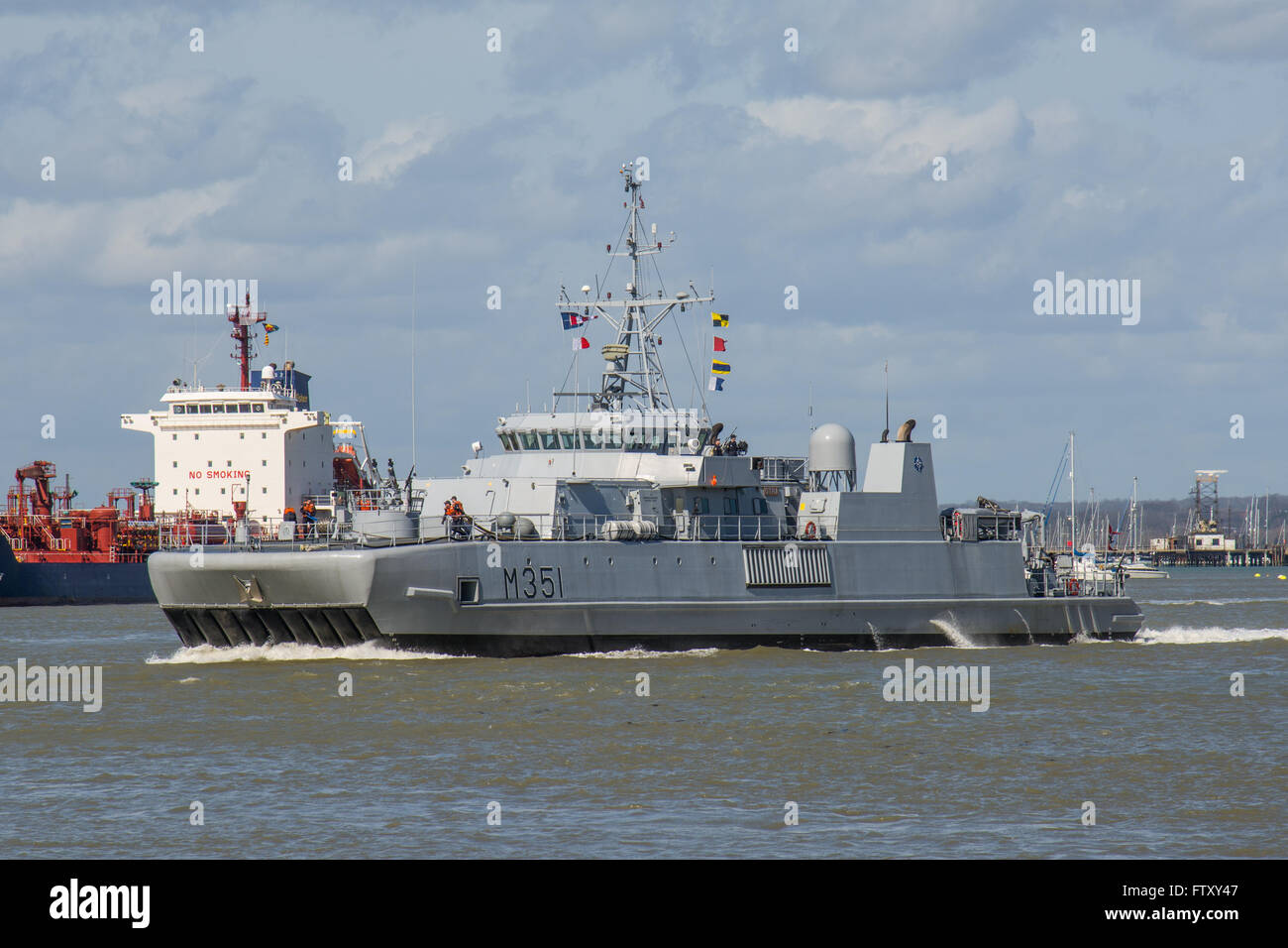 The Norwegian Navy Mine Warfare Vessel, HNoMS Otra (M351) departing ...