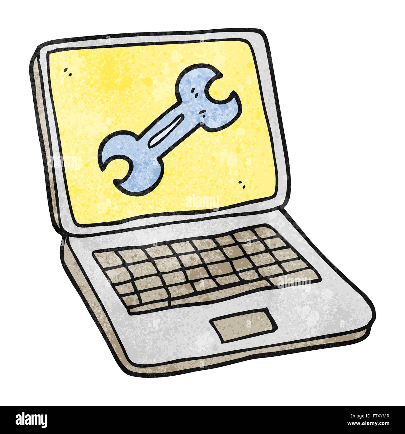 freehand textured cartoon laptop computer with fix screen Stock Vector ...