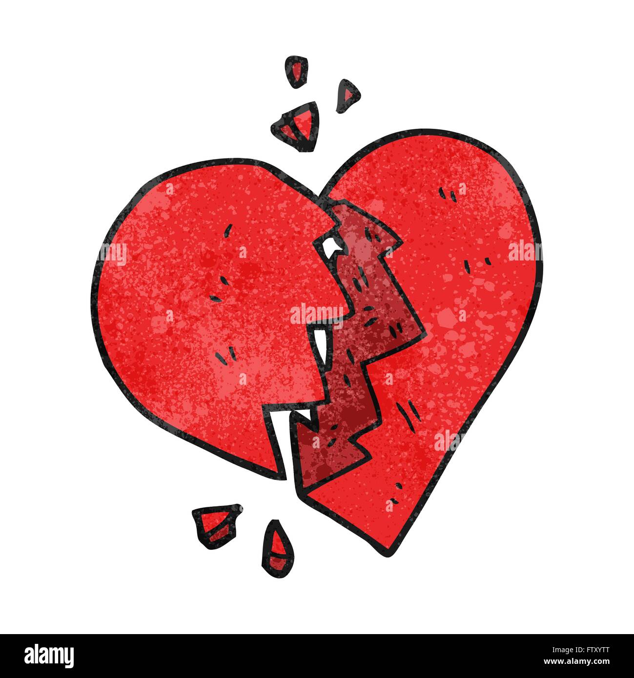 freehand textured cartoon broken heart Stock Vector Image & Art - Alamy