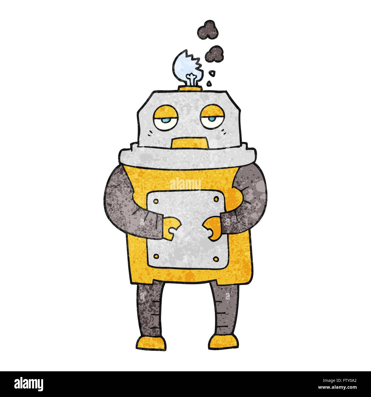 freehand textured cartoon broken robot Stock Vector Image & Art - Alamy