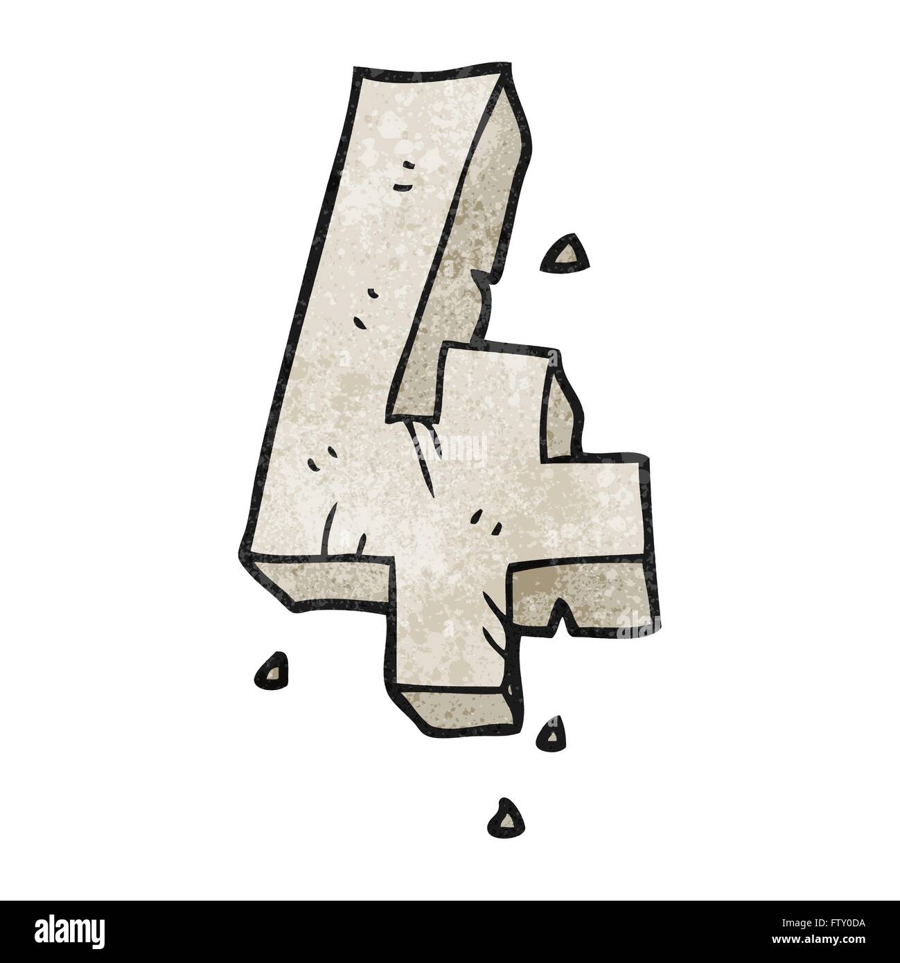 freehand textured cartoon stone number four Stock Vector Image & Art ...