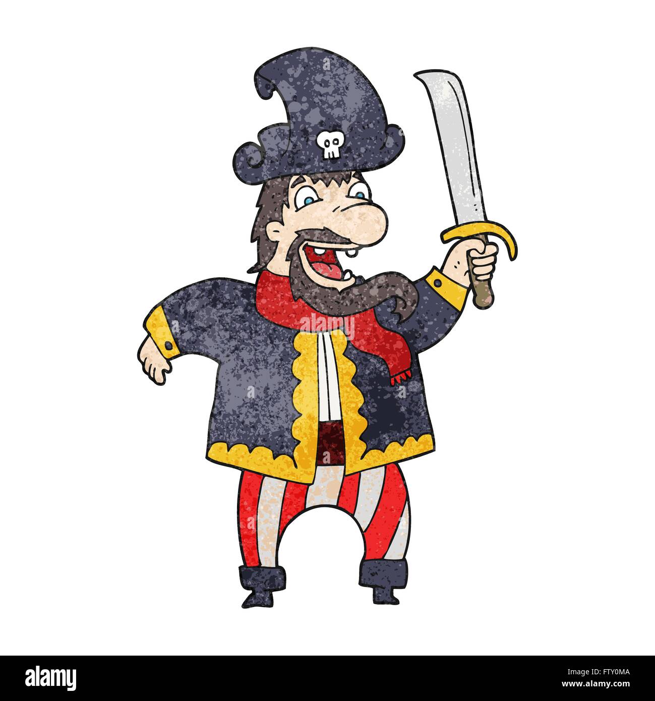 freehand textured cartoon laughing pirate captain Stock Vector Image ...