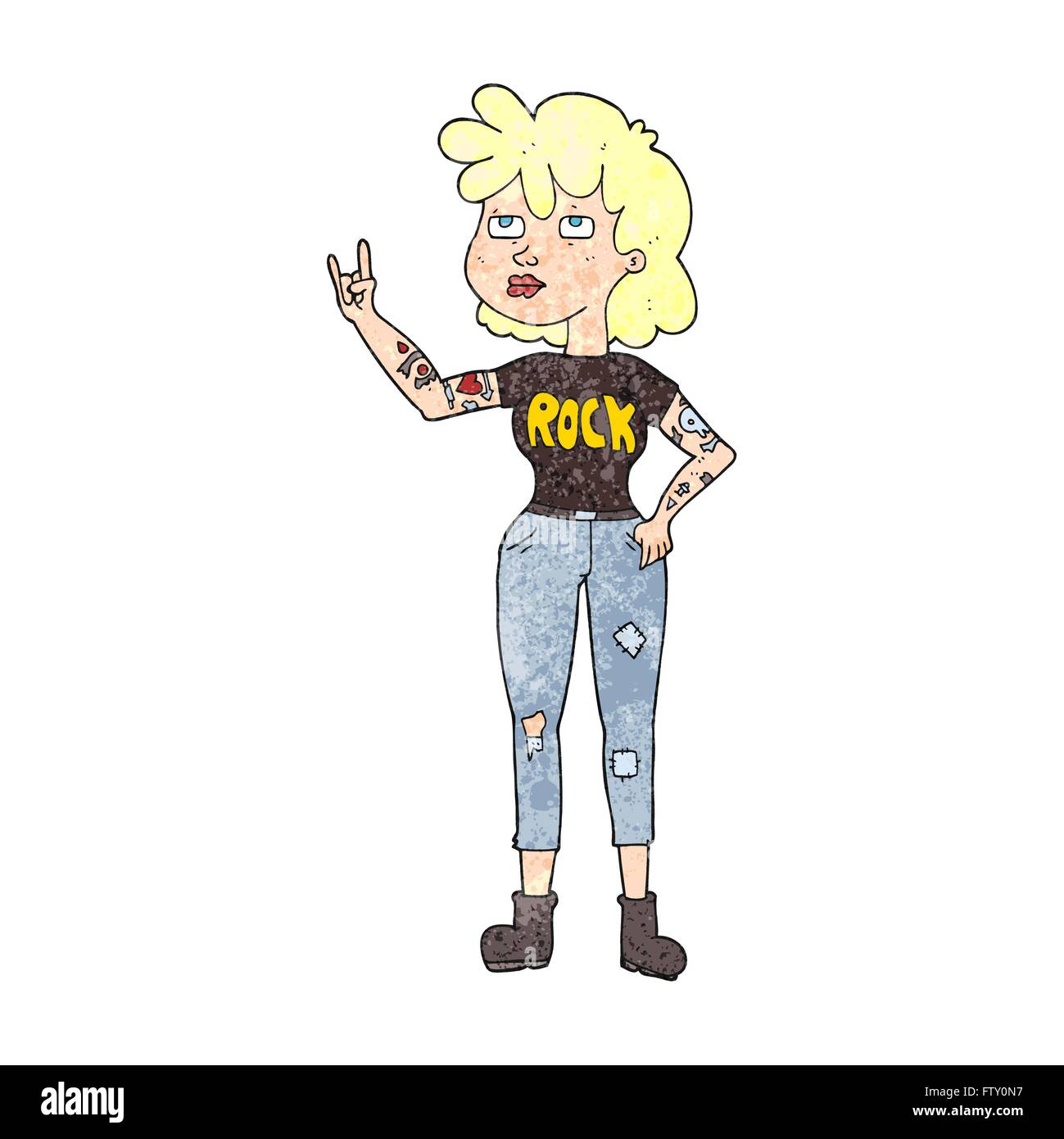 freehand textured cartoon rocker girl Stock Vector Image & Art - Alamy