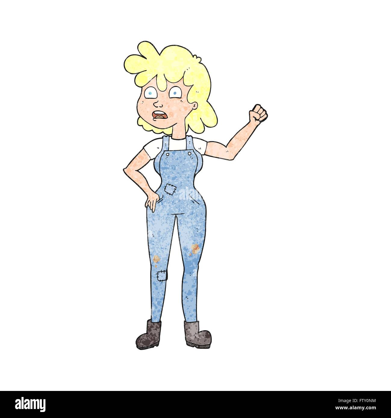 freehand textured cartoon woman shaking fist Stock Vector Image & Art ...