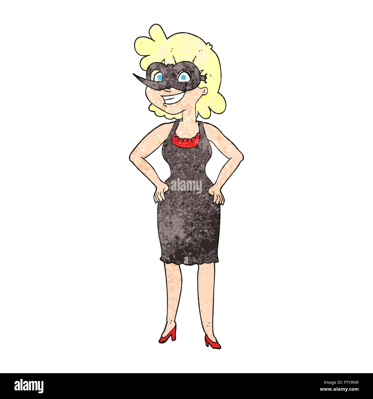 freehand textured cartoon woman wearing mask Stock Vector Image & Art ...