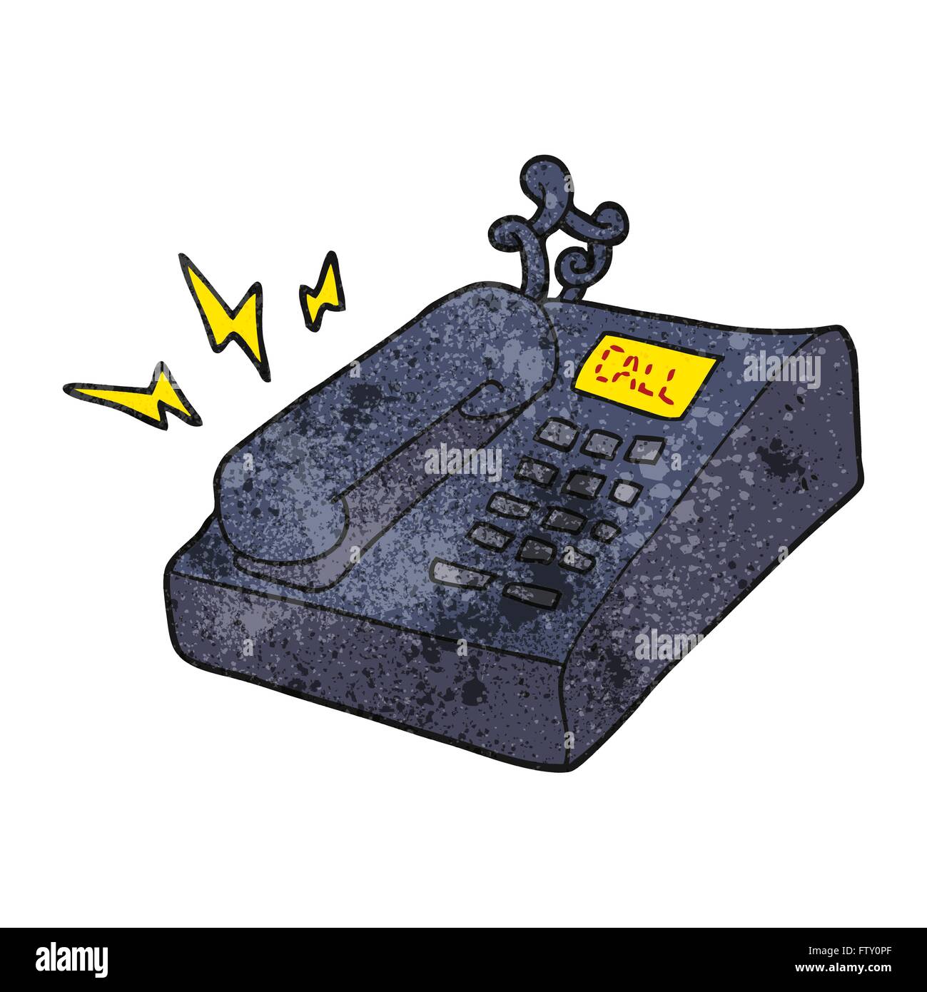 freehand textured cartoon office telephone Stock Vector Image & Art - Alamy