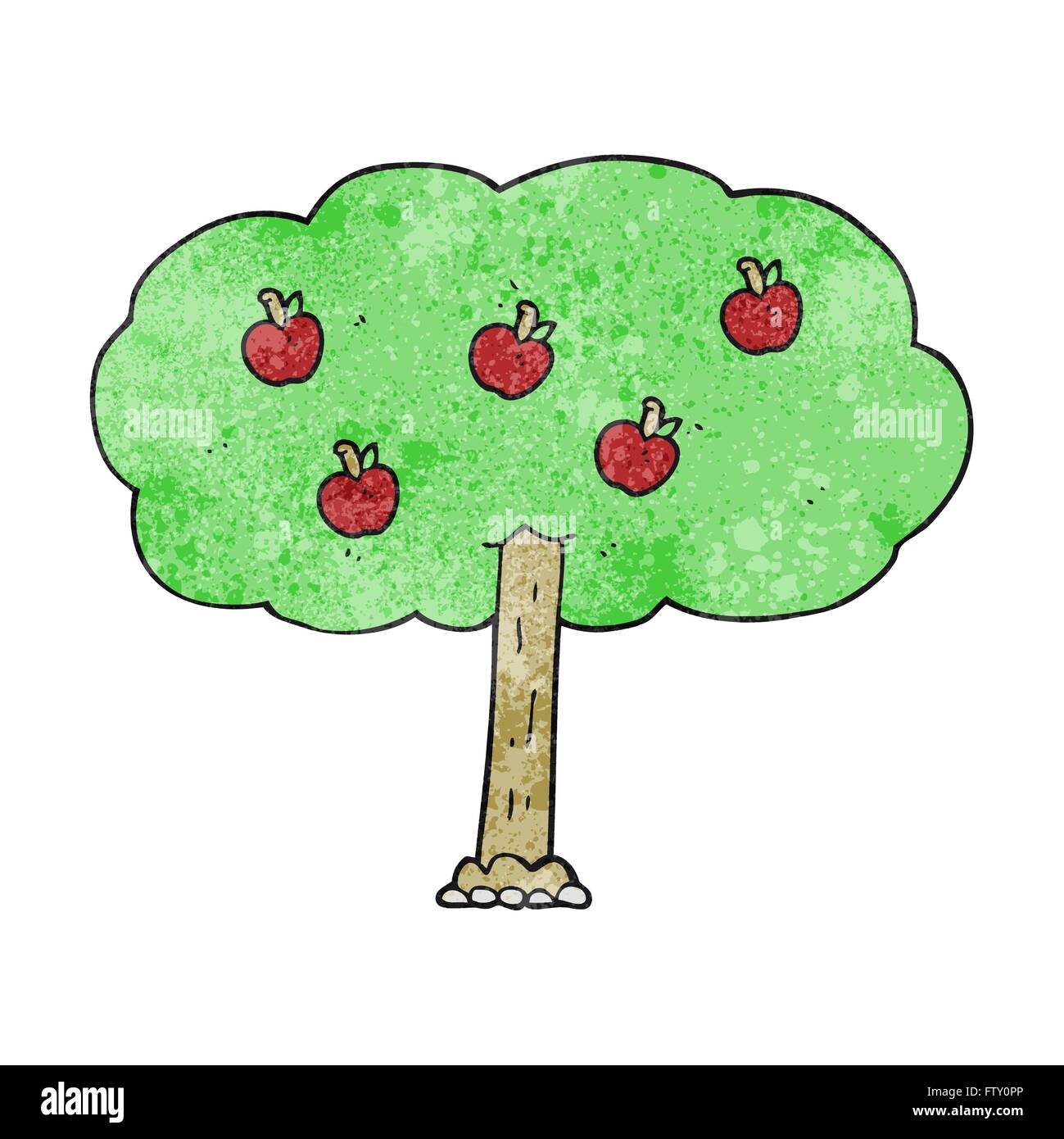 freehand textured cartoon apple tree Stock Vector Image & Art - Alamy