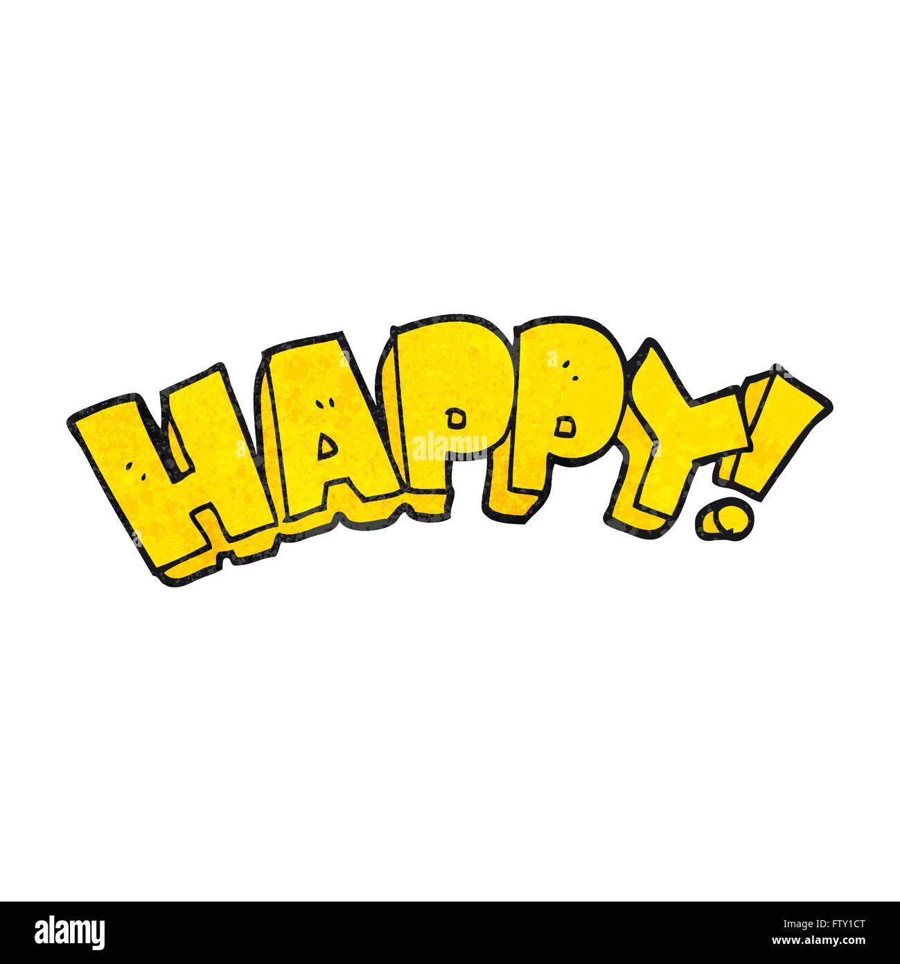 freehand textured cartoon happy text symbol Stock Vector Image & Art ...