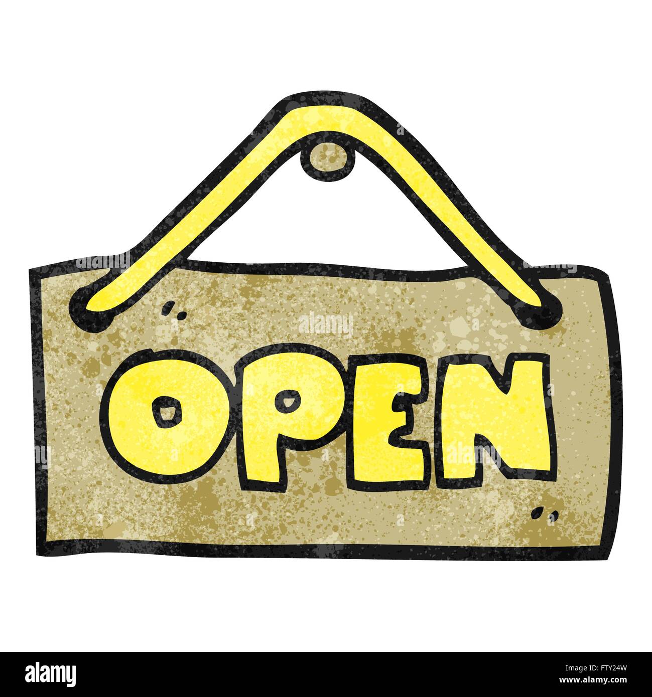 freehand textured cartoon open shop sign Stock Vector Image & Art - Alamy