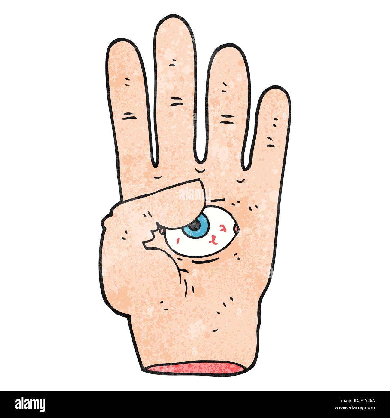 freehand textured cartoon spooky hand with eyeball Stock Vector Image ...