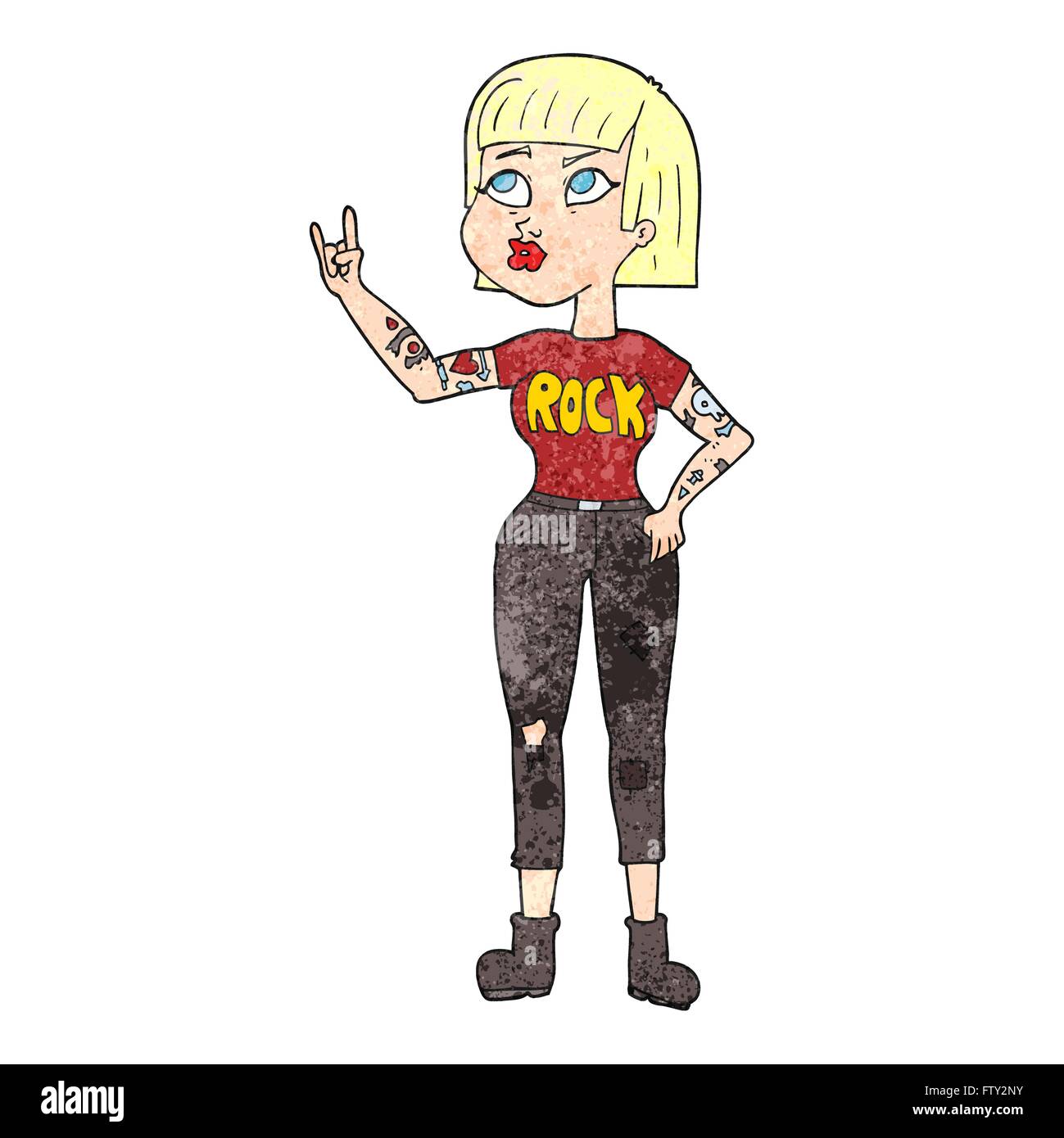 freehand textured cartoon rock girl Stock Vector Image & Art - Alamy