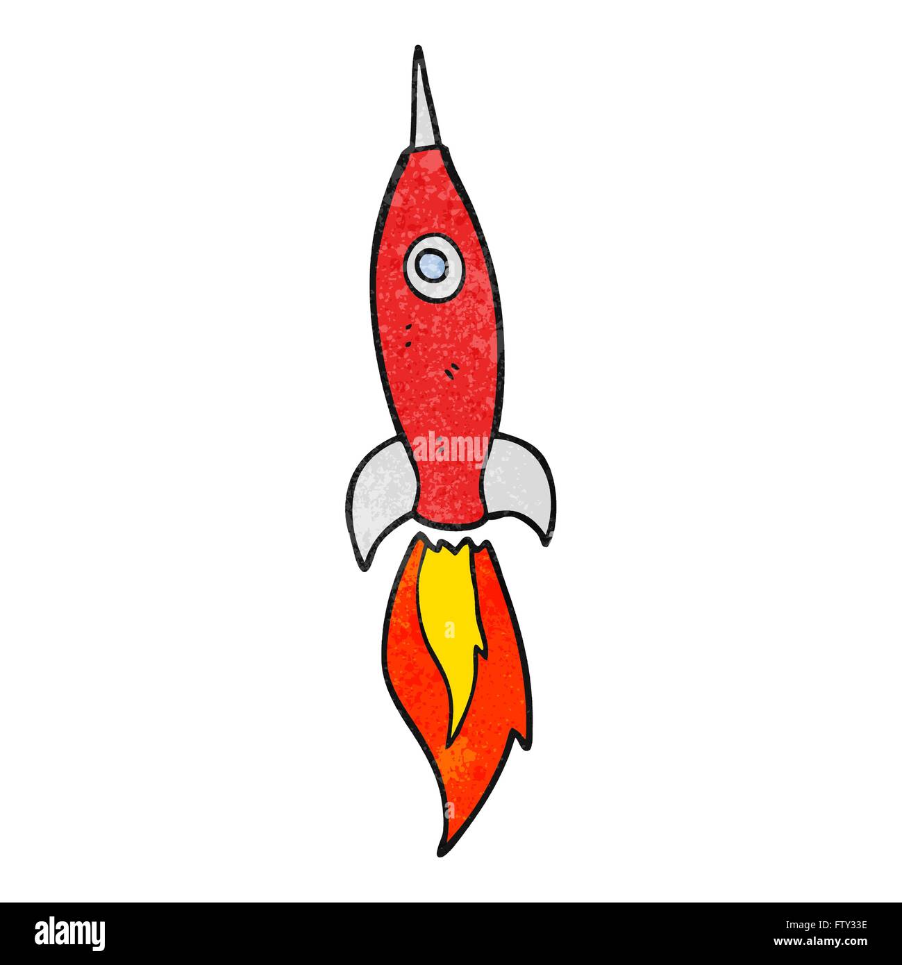 Freehand retro cartoon rocket Stock Vector Images - Alamy