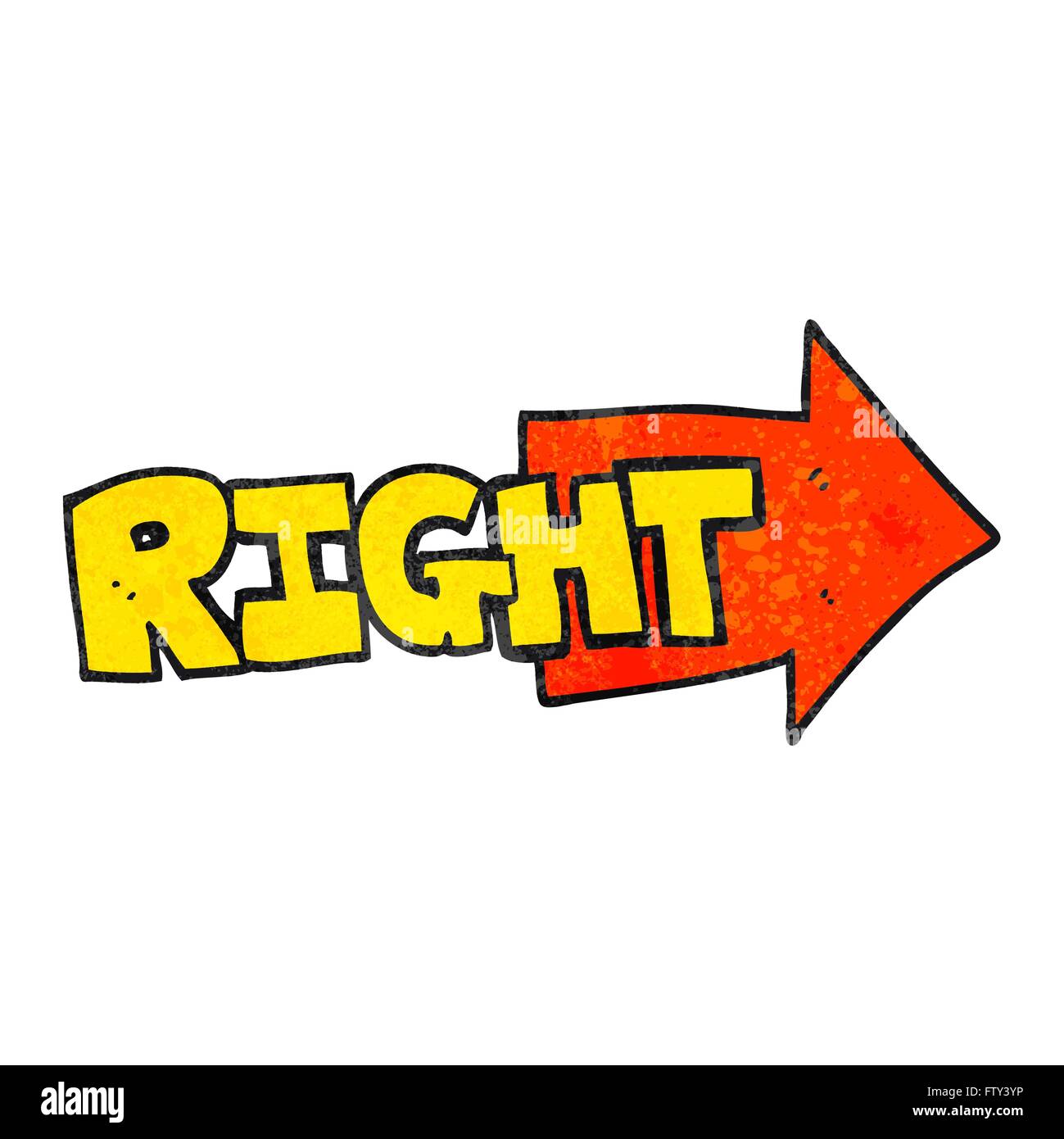 freehand textured cartoon right symbol pointing Stock Vector Image ...