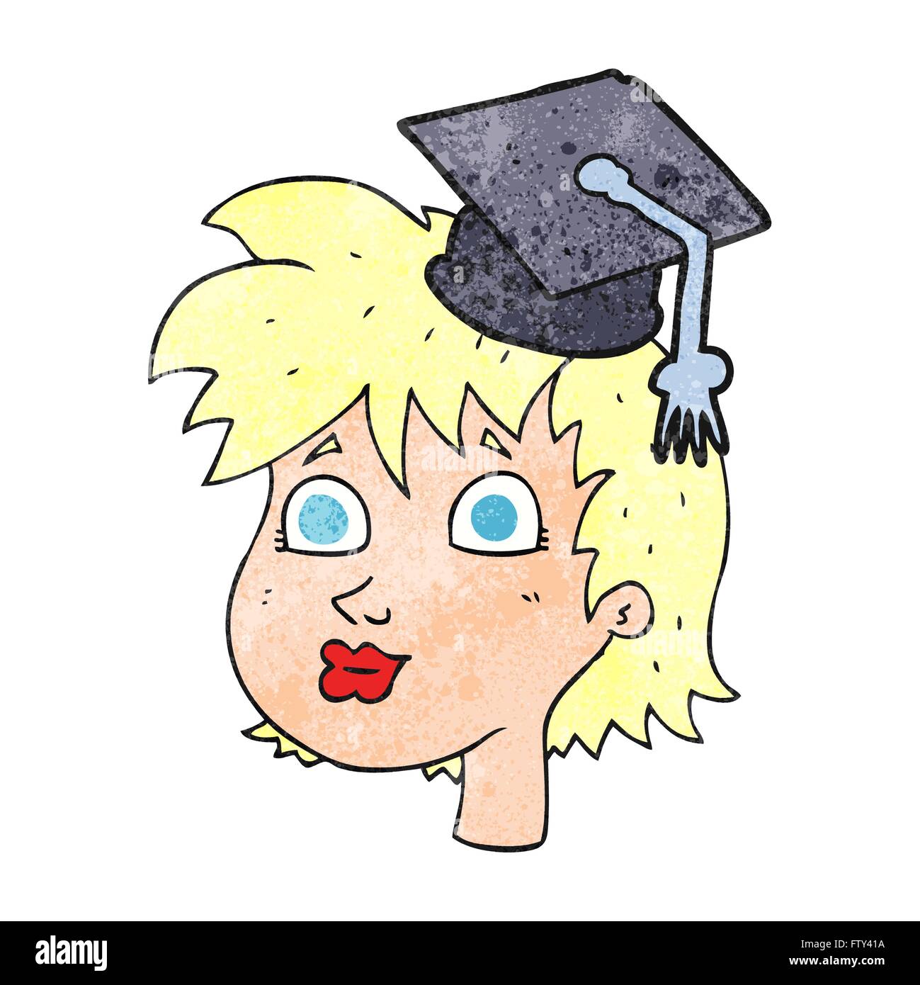 freehand textured cartoon woman wearing graduate cap Stock Vector Image ...