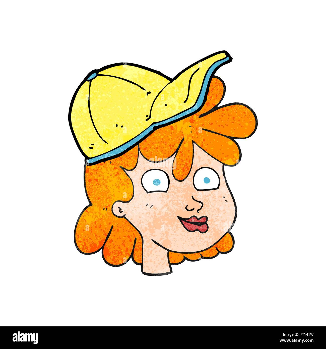 freehand textured cartoon woman wearing cap Stock Vector Image & Art ...