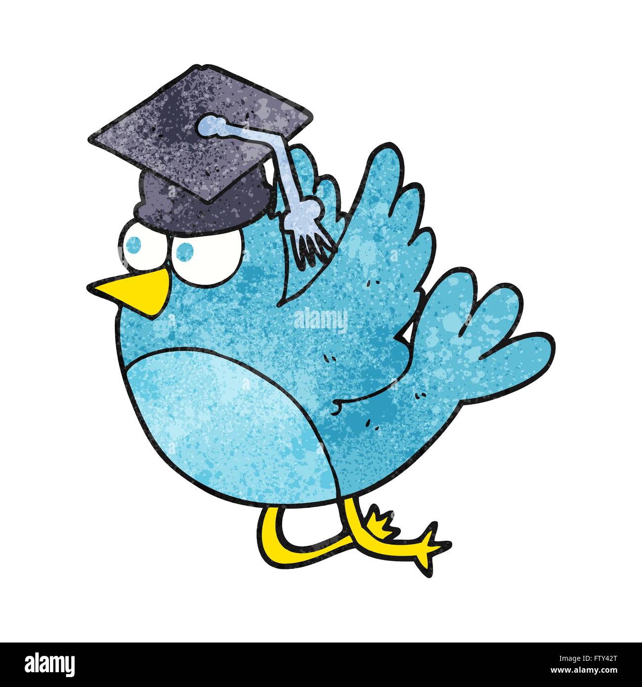 freehand textured cartoon bird wearing graduation cap Stock Vector ...