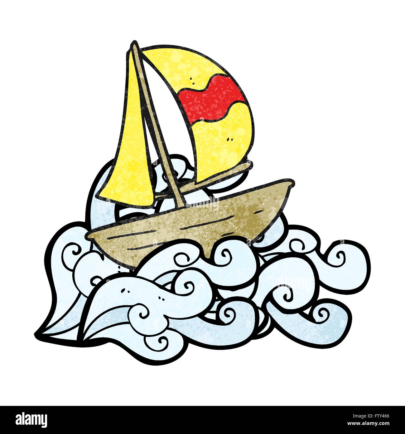 freehand textured cartoon sail ship Stock Vector Image & Art - Alamy