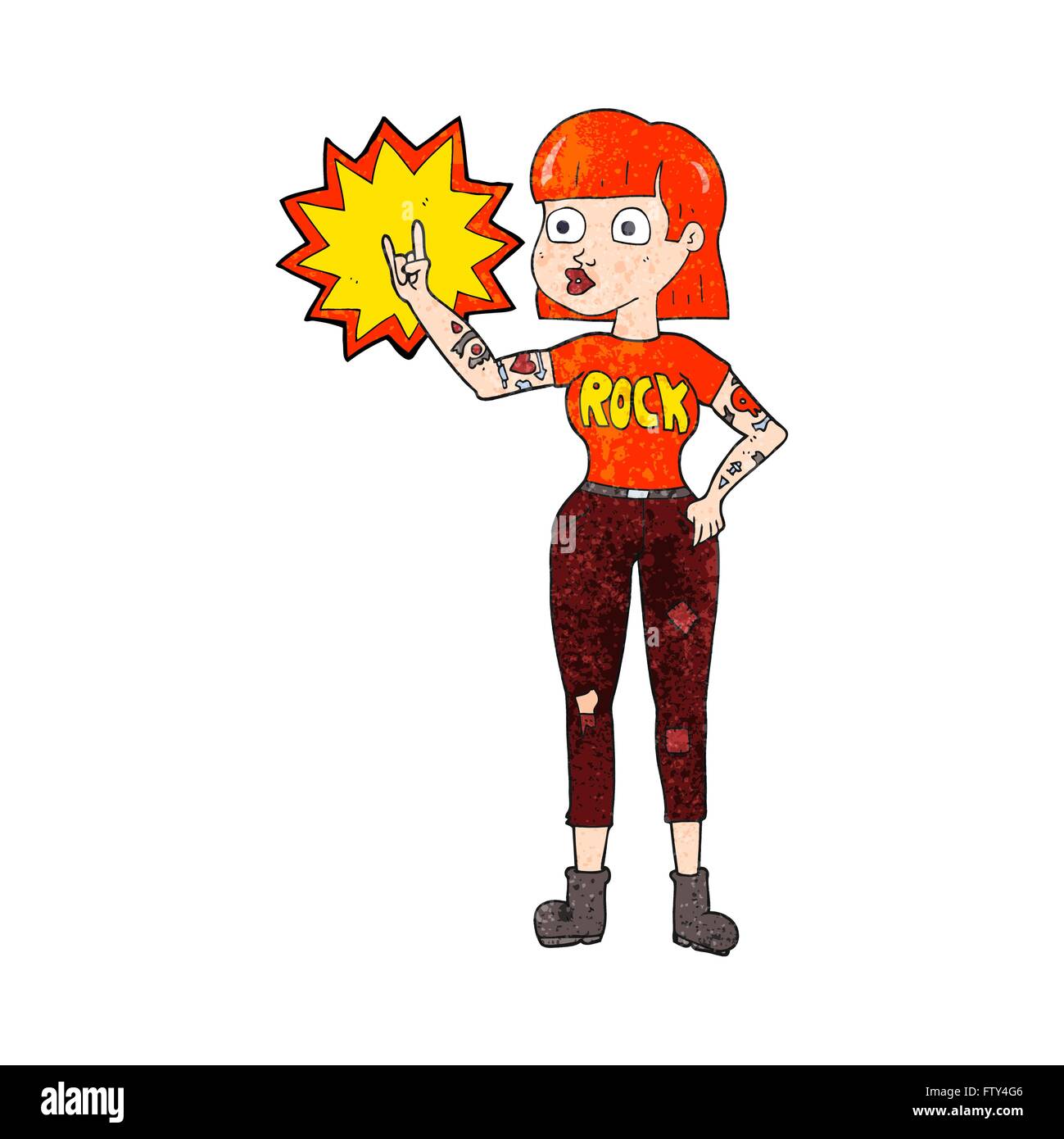 freehand textured cartoon rock girl Stock Vector Image & Art - Alamy